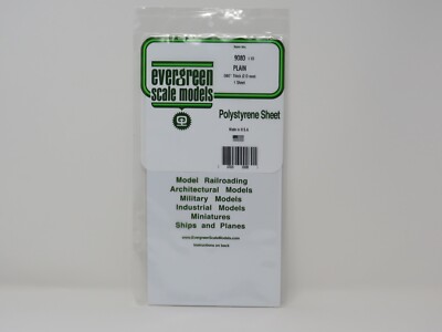 Evergreen Scale Models 9080 Plain Styrene Sheet .08" Thick 6" x 12" (1 ...