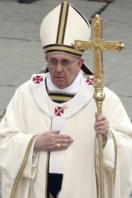 Pope Francis 2013-2025 in papal robes holding papal ferula 24x36inch ...