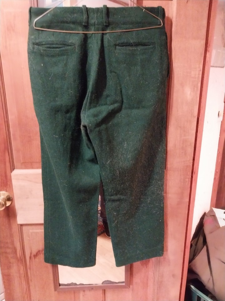 Johnson Woolen Mills Pants Green 100% Wool Heavy Outdoor Hunting Made ...