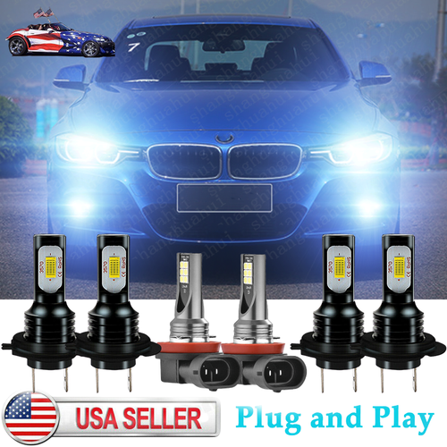 For BMW 328i 2007-2016 6x Bulbs Car LED Headlight Hi/Low Beams + Fog ...