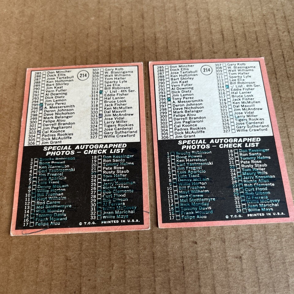 (2) 1969 Topps 3rd Series Checklist #214 Vintage Baseball Cards (poor ...