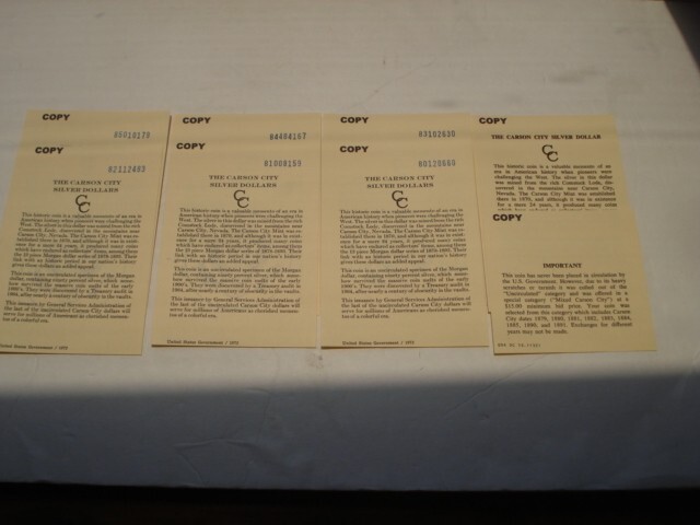 EIGHT BLACK BOX REPRINTS GSA COA's 1880 thru 1885-CC 2 GENERIC 4 MORGAN ...