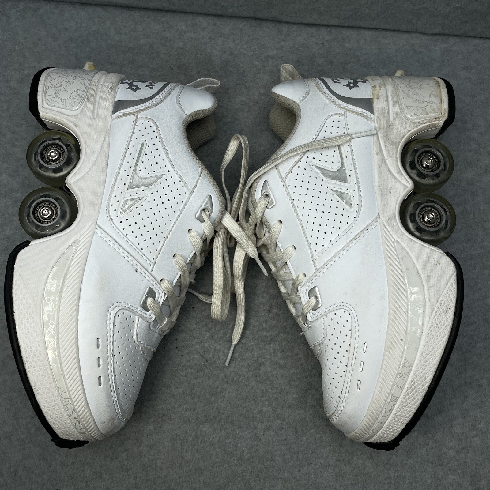 Agloat Retractable Women’s 7 white Roller Skate Shoes Heelys lace up ...