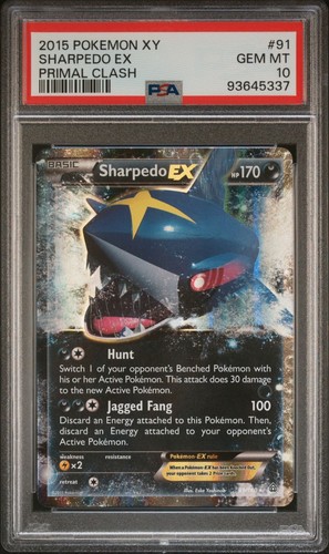 2015 Pokemon: XY Primal Clash SHARPEDO EX 91/160 Holo Gem Mint PSA 10 ...