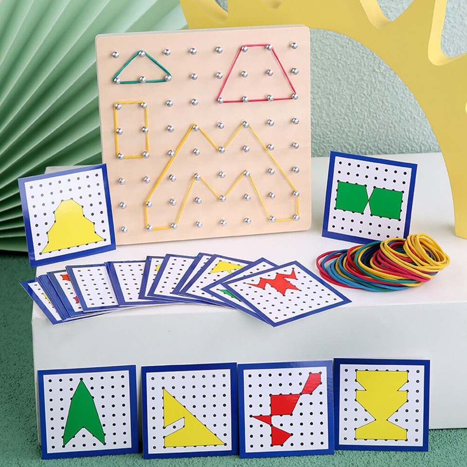 Wooden Geoboard Geometry Board Matrix 8x8/7x7 for Kids 3 Years Old and ...