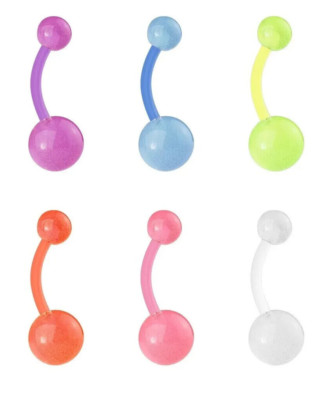 Belly Bars Plastic Navel Button Bar Soft Comfortable Acrylic Balls ...