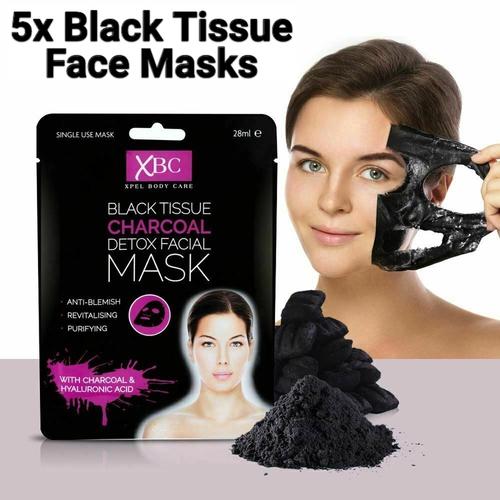 5pcs 28ml Single Use Black Tissue Charcoal Detox Face Masks w ...