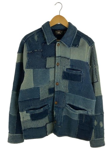 RRL Indigo Cotton Patchwork Shirt Jacket L All-Over Pattern | eBay