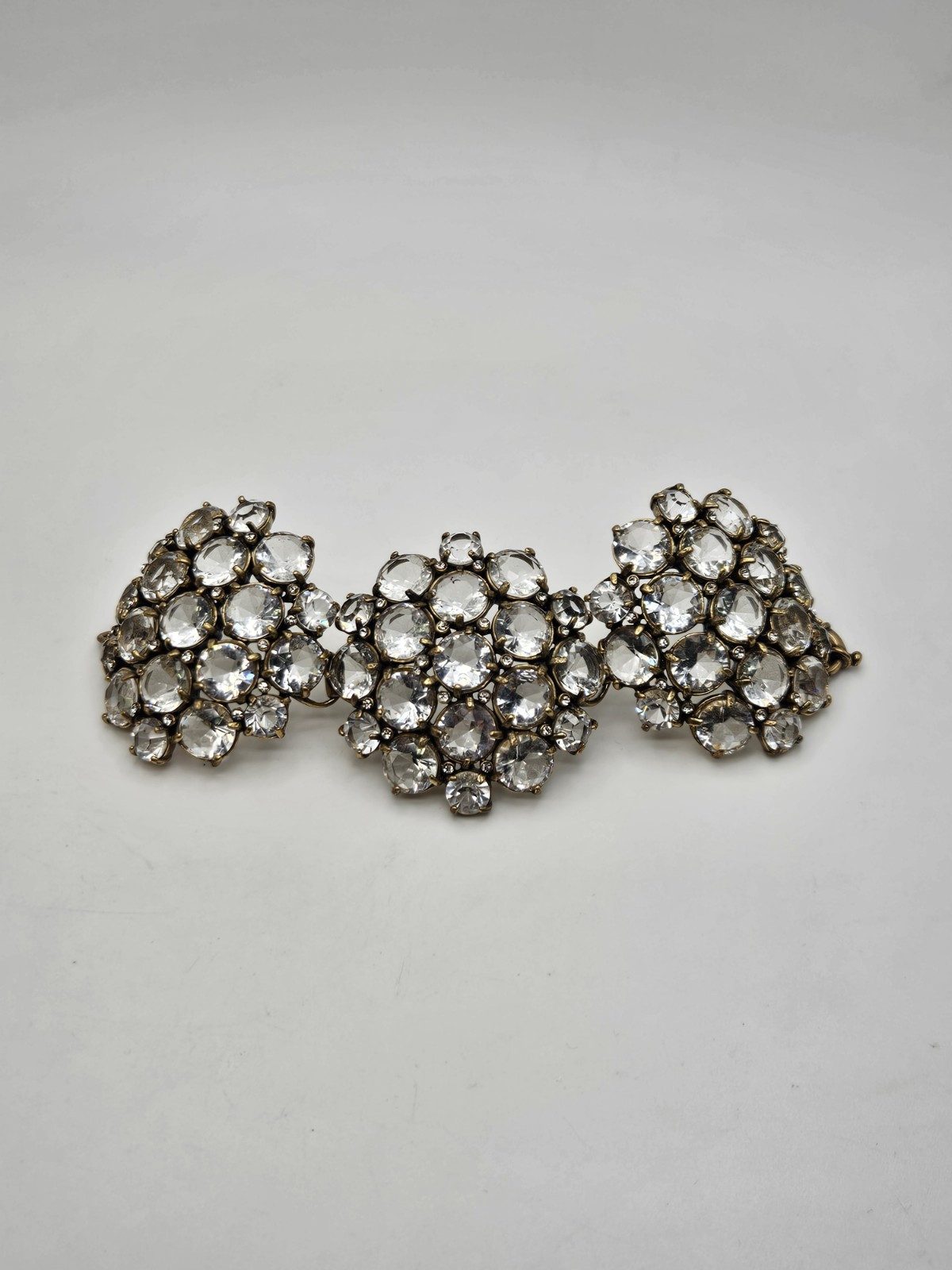 J Crew Gold Tone Clear Crystal Glass Cluster Chunky B… - Gem