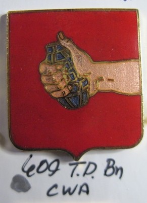 Army crest cb clutchback dui di 609th TANK DESTROYER BATTALION TD bn ...
