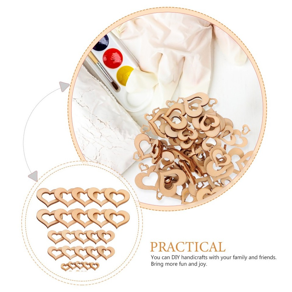 100 Pcs Heart Shaped Wood Base Diy Hearts Valentine's Day Heart-shaped ...