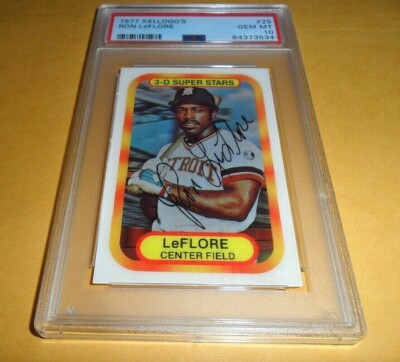 1977 KELLOGGS BASEBALL 3-D CARD #25 RON LeFLORE DETROIT TIGERS PSA GEM ...