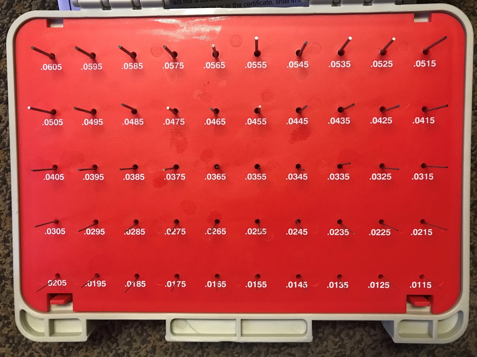 VERMONT .0115-.0605 MINUS GAGE PIN SET #101400200 CLASS ZZ - NEW IN BOX ...