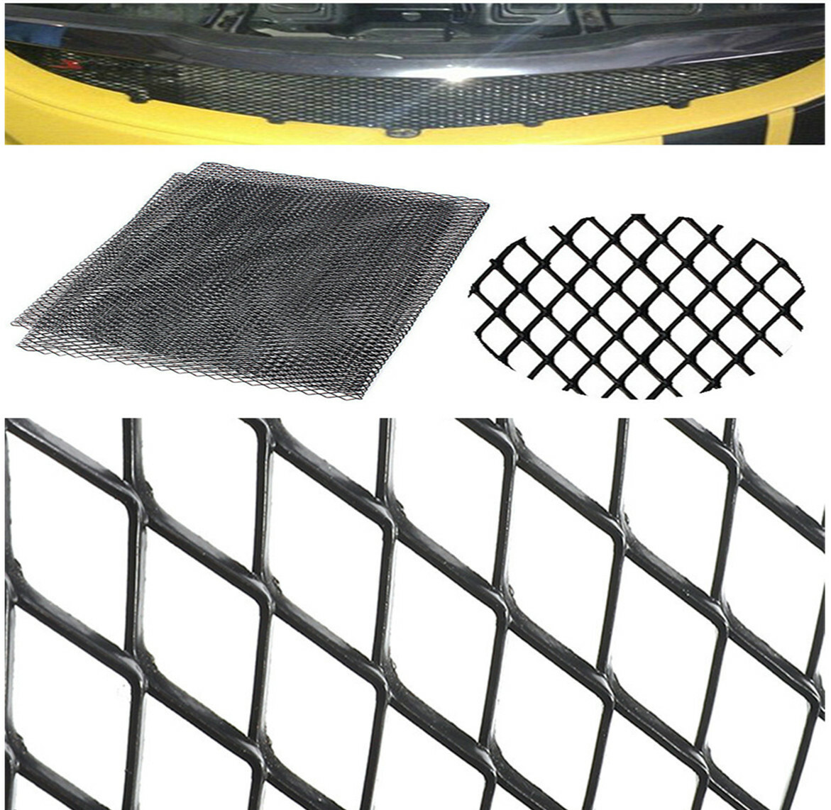 1pc 100X33cm Aluminium Black Rhombus Mesh To Protect Cars Intercooler ...