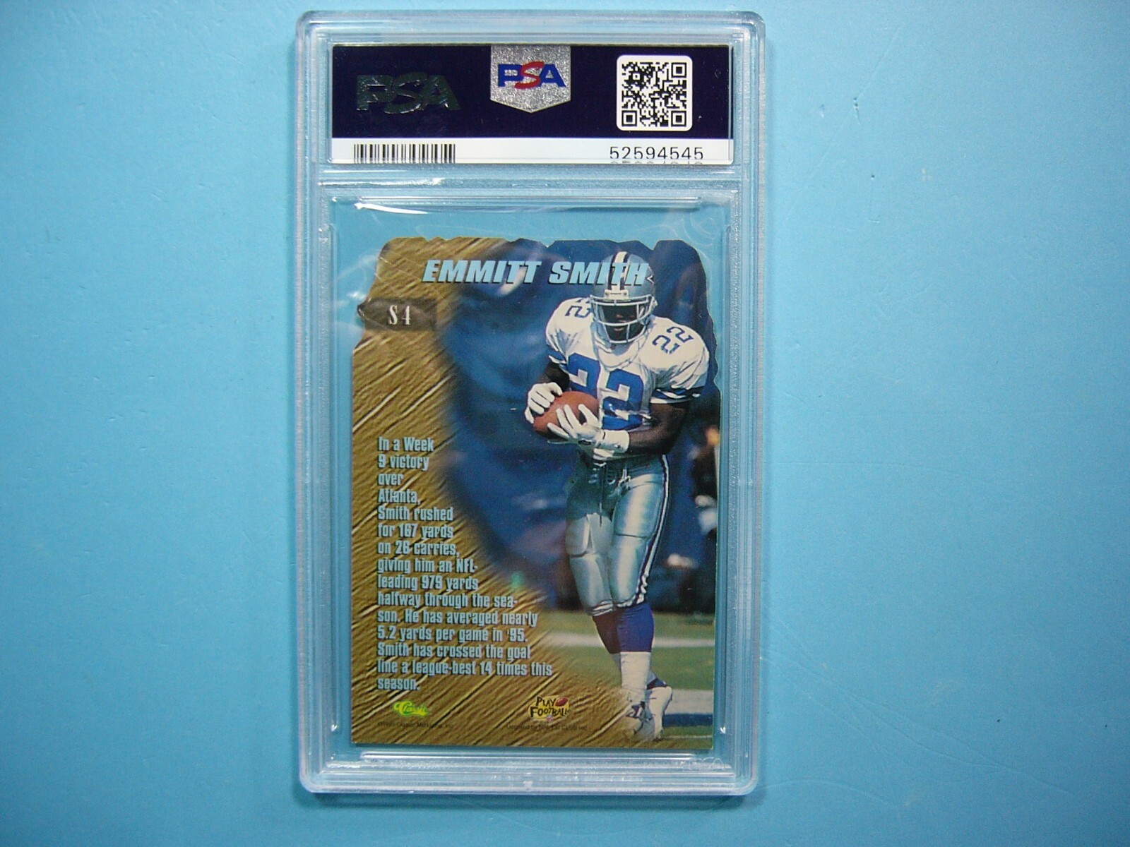 1996 CLASSIC NFL EXPERIENCE SCULPTED NFL FOOTBALL CARD #S4 EMMITT SMITH ...
