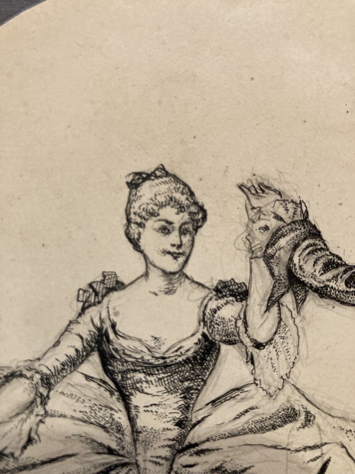 Very Nice Drawing Ink 1950 La Dance Man Woman Gemstone Gentleman Dress ...