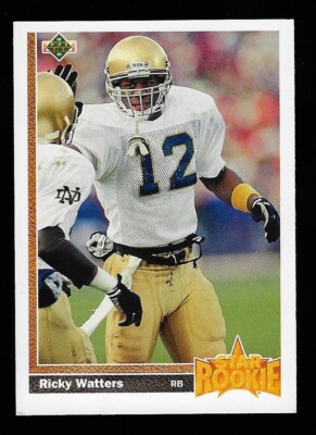 1991 Upper Deck Football Ricky Watters Rookie Card #9 - Notre Dame ...