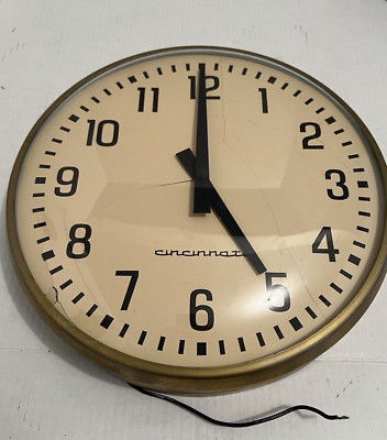Vintage Cincinnati Time Recorder Co. Slave Wall Clock - Gold - 13 ...