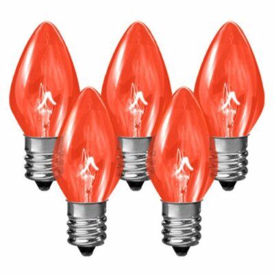 25 Bulbs Amber Transparent - 5 Watt - Candelabra Base - Christmas ...