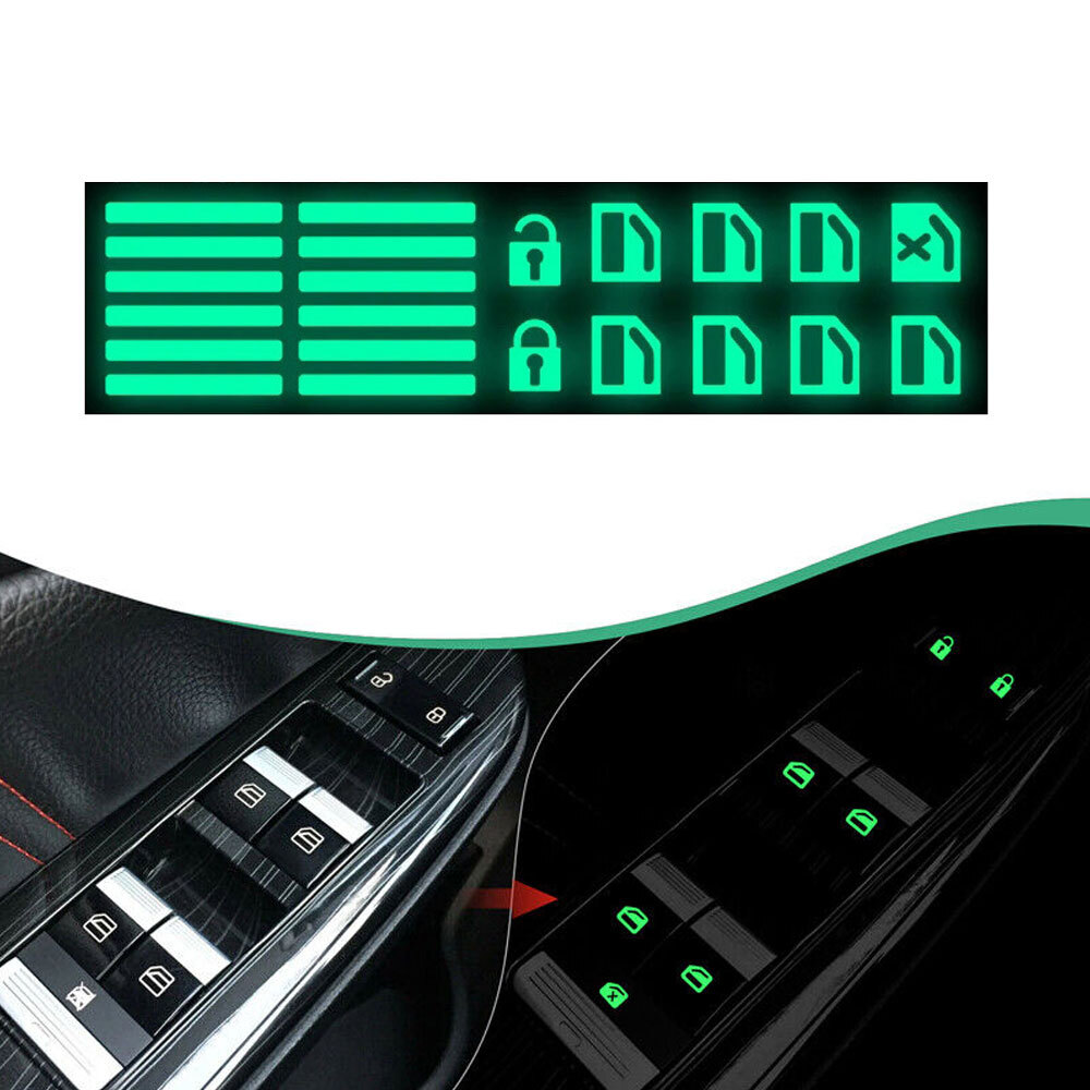 Luminous Car Interior Window Door Switch Sticker Decal Car Accessories ...