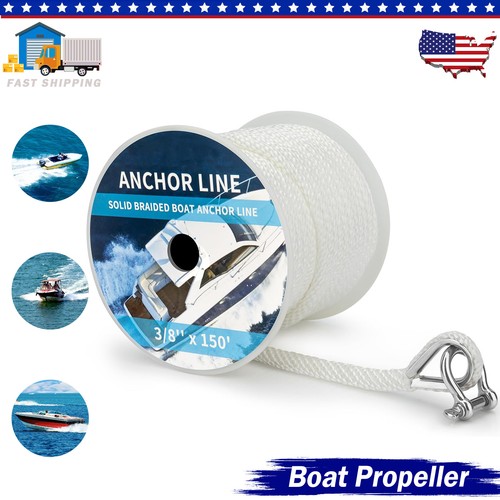 3/8" x 150' Anchor Rope Braided Anchor Line Solid Braid MFP Boat Rope ...