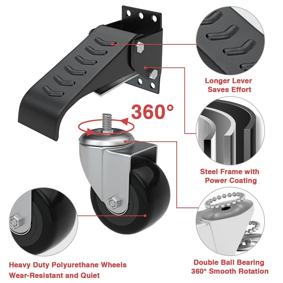 Workbench Stepdown Caster 900 Casters Wheels Lbs Set Of 4 Durable Heavy ...