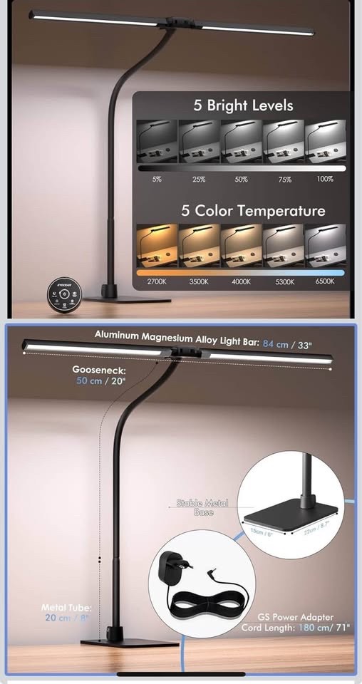 EYOCEAN Desk Lamp with Metal Base, 31.5" LED Desk Lamp for Home Office ...