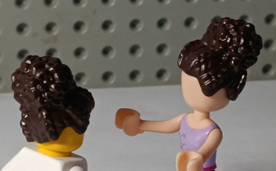 LEGO Braided Bun Hair DARK BROWN Coiled Coils DREADS Bun RARE HAIR ...