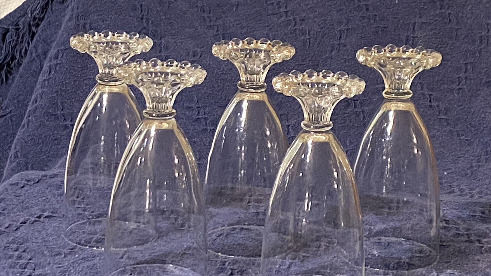 5 Imperial Glass Candlewick Elegant Crystal Bell 6-1/2” Footed Glasses ...
