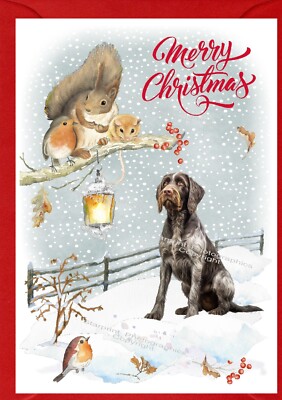 German Wirehaired Pointer Dog (4"x6") Christmas Card Blank inside - by ...