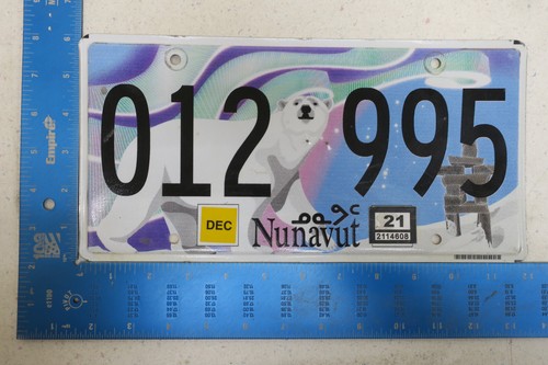 Nunavut License Plate 2021 Graphic Bear Tag 21 012 995 12995 Natural ...