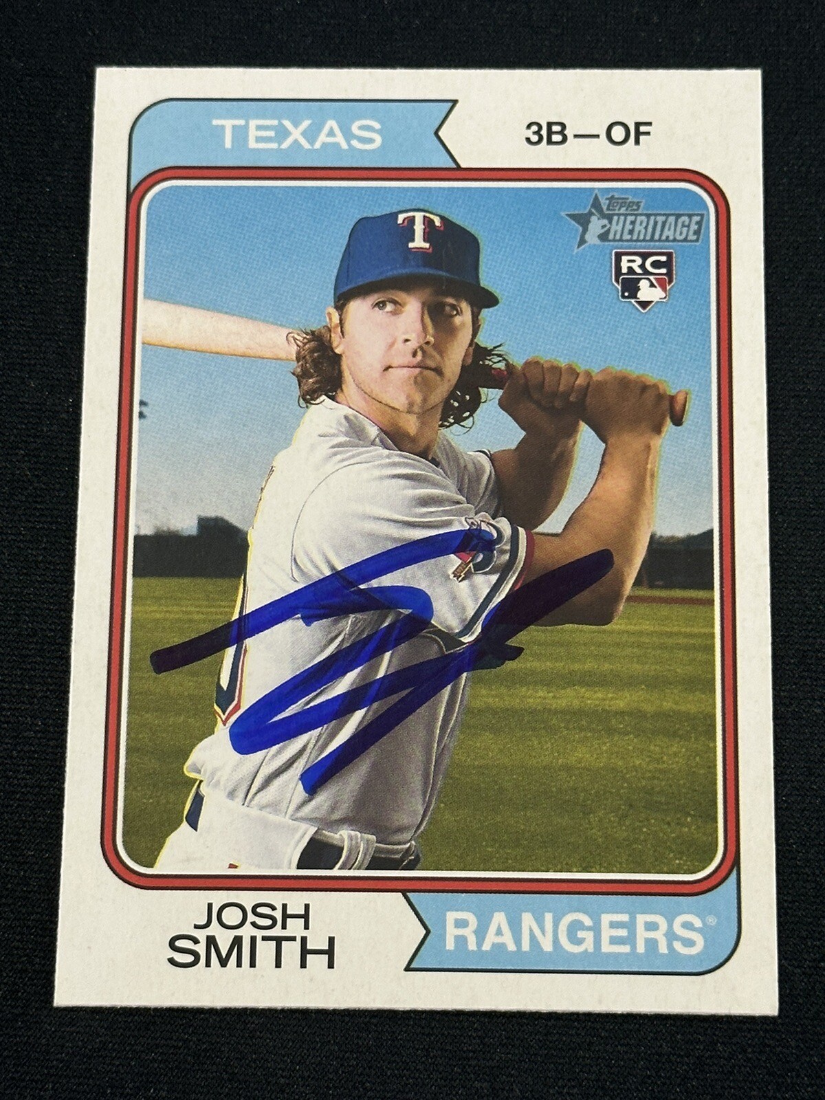 Josh Smith RC 2023 Topps Heritage #384 Signed Autographed Auto Rangers ...