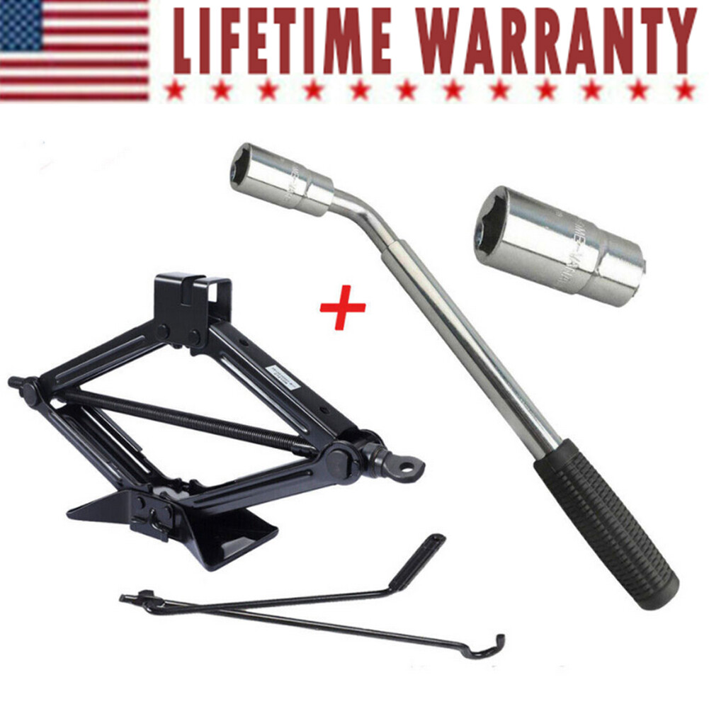 2 Ton Scissor Jack Handle Crank Tool &Wheel Lug Wrench Jack 17/19/21 ...
