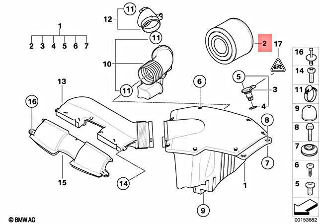 Genuine BMW E81 E82 E84 E87 E87N E88 Engine Air Filter Insert OEM ...