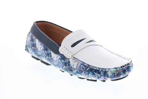 Robert Graham Doggerland Mens White Loafers & Slip Ons Moccasin Shoes 9 ...