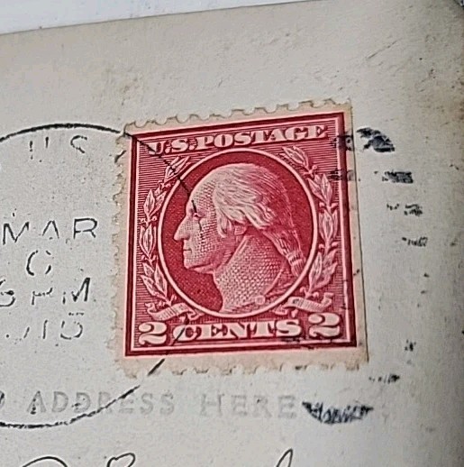 1915 George Washington 2 Cent Red Stamp Vint. with Date Postmarked ...