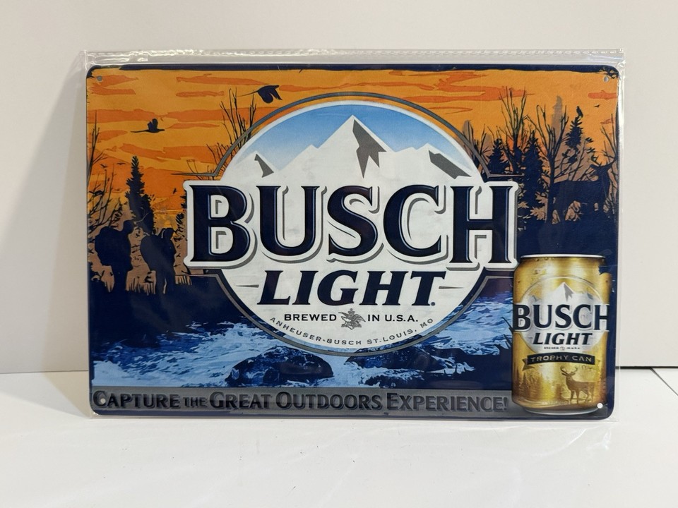 Anheuser Busch Light Logo Tin Metal Beer Bar Sign Trophy Can Hunting ...