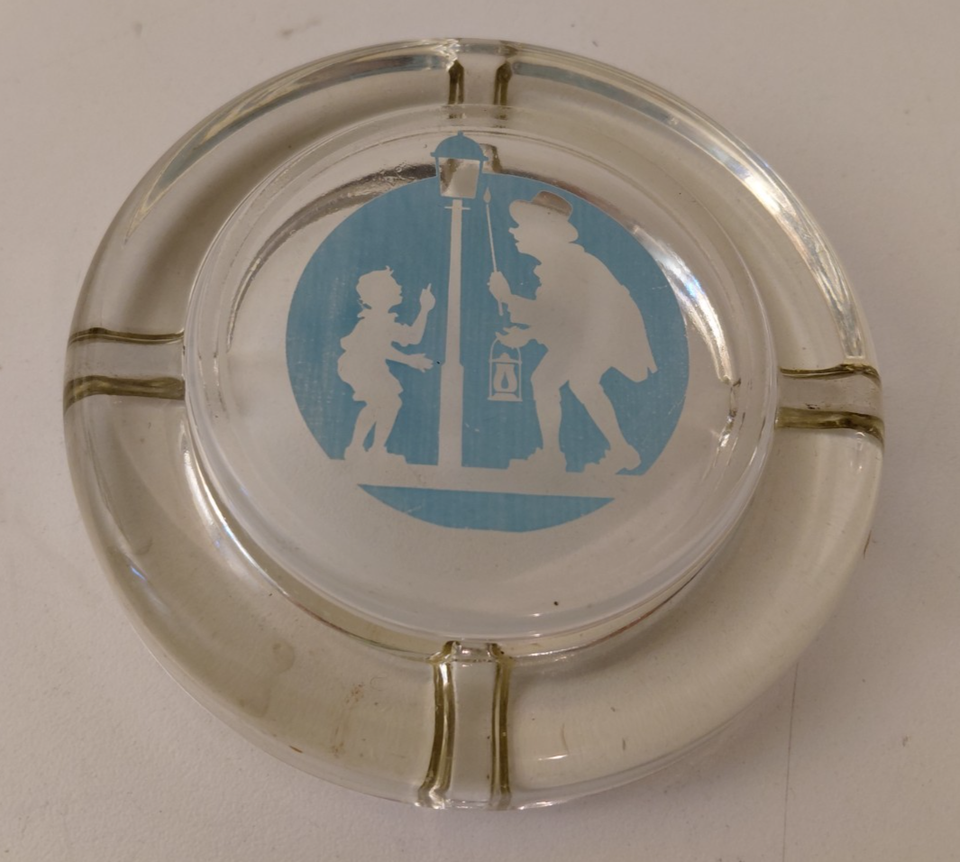 Howard Johnson's Hotel Silhouette Glass Ashtray Night Watchman Blue ...