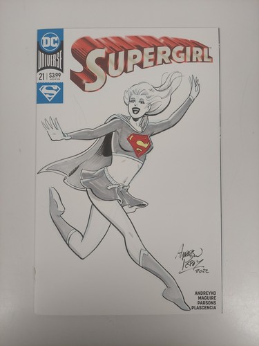 Andrew Pepoy Original Sketch Supergirl Full Figure W/ Color Signed Archie Style | eBay