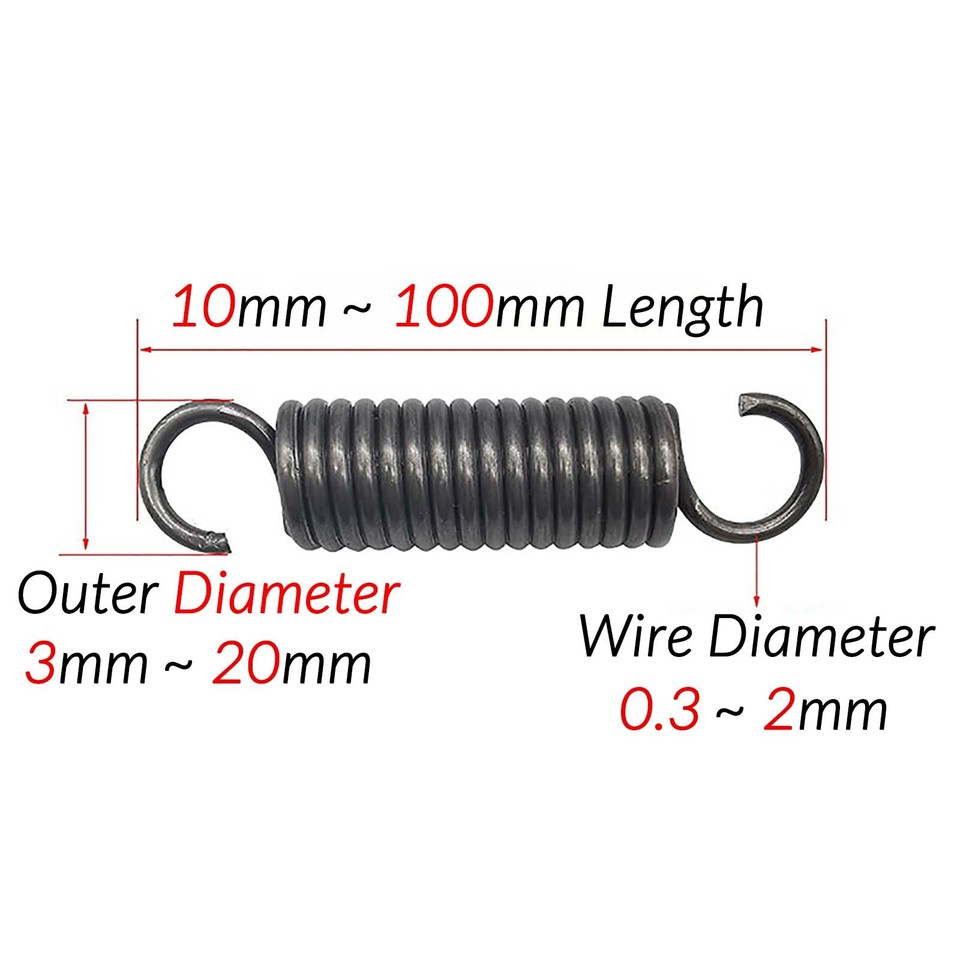 0.3mm to 2mm Wire Dia Hook Extension Tension Spring Springs Steel Small ...