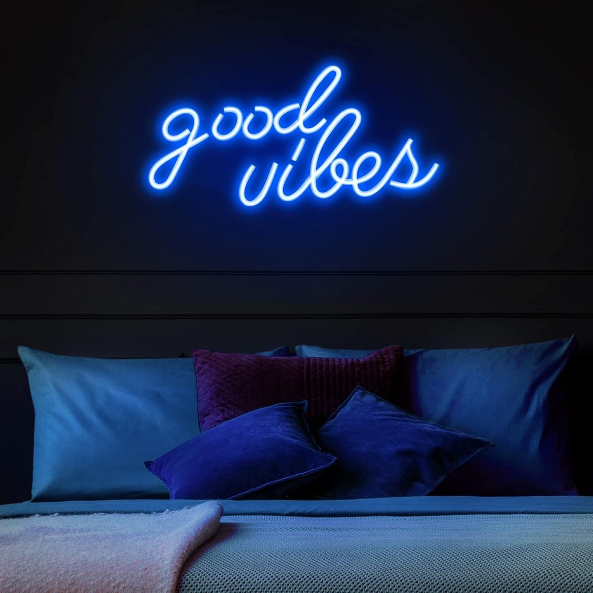 Neon Lights Blue Bedroom