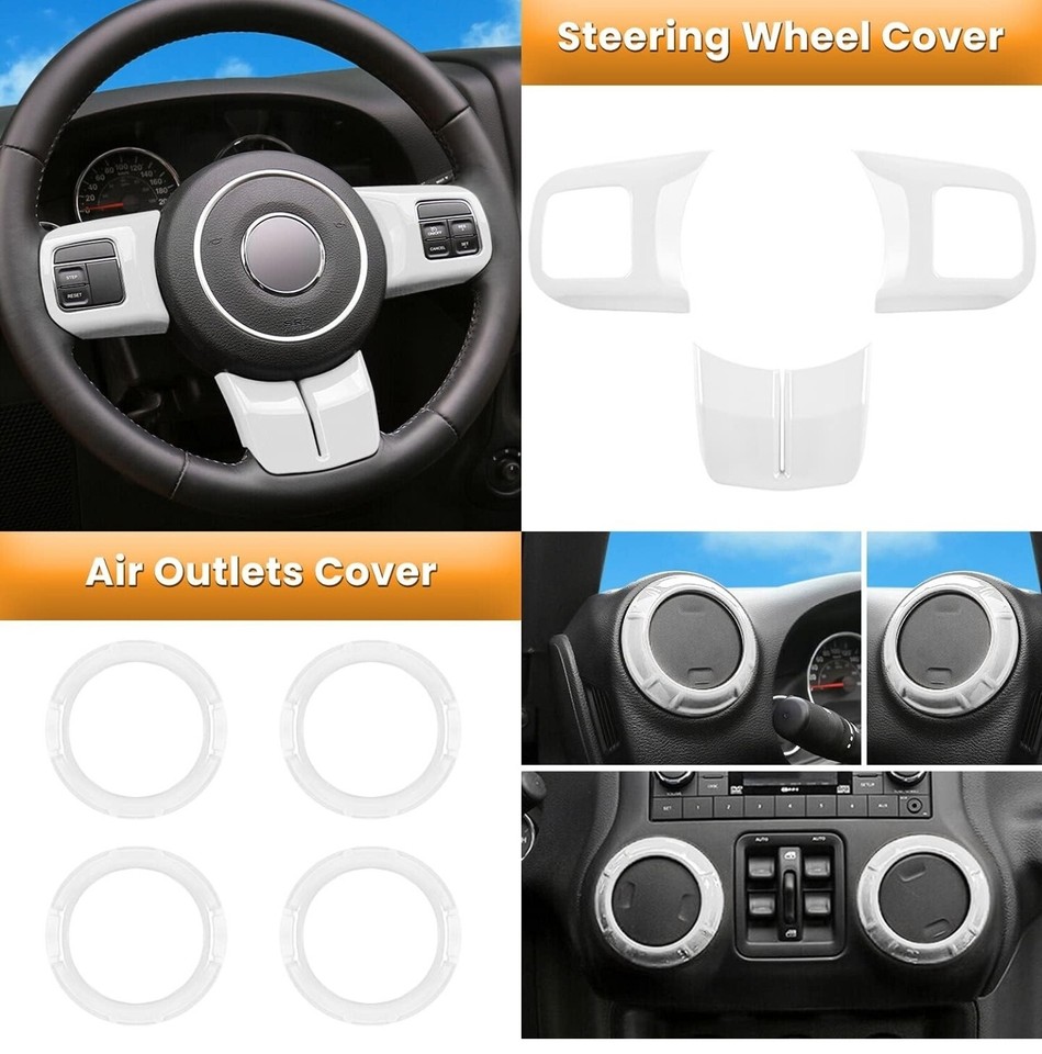 17 PCS Full Set Interior Decoration Trim Kit Steering Wheel Center ...