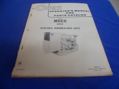 (Drawer 34) Onan MDEH Electric Generating Sets Operators Manual Parts ...