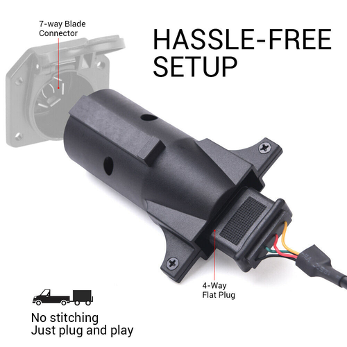 Round 7 way to 4 Way Flat Trailer Adapter Wiring Plug for RV Truck ...
