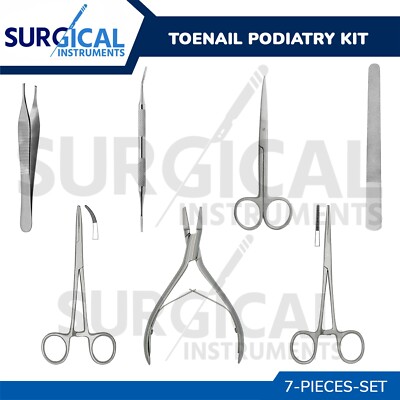 7 Pcs Toenail Podiatry Set Stainless Steel Surgical Instruments Kit ...