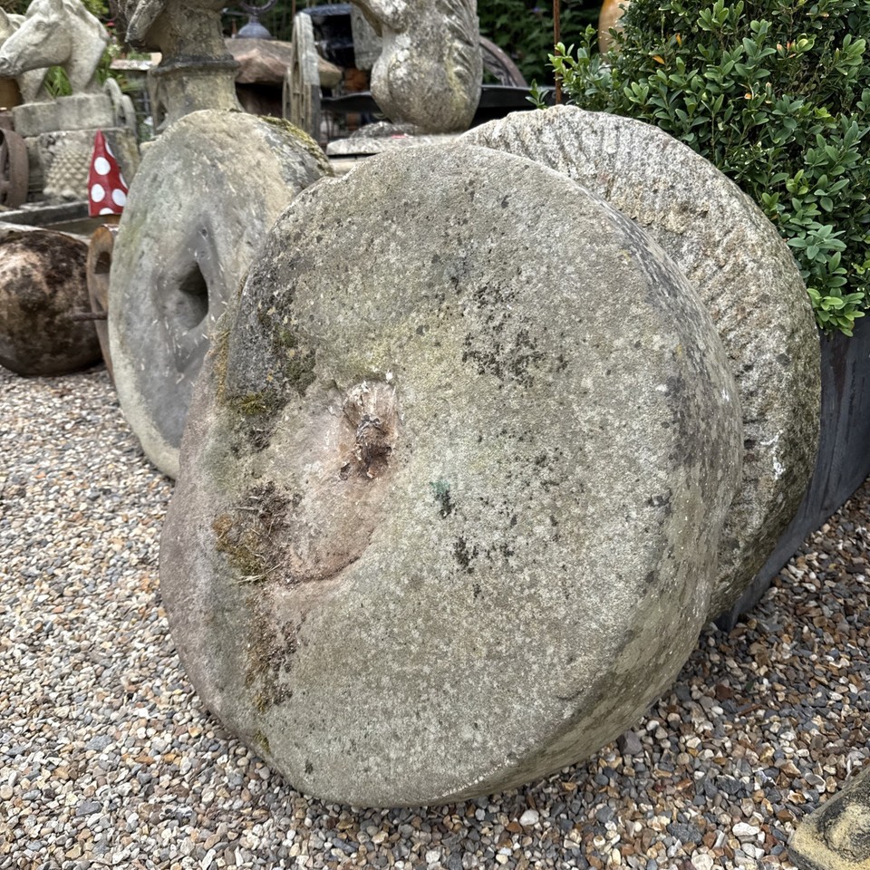 Large 19th Century Carved Stone Millstone Wheel Garden Feature 600mm ...