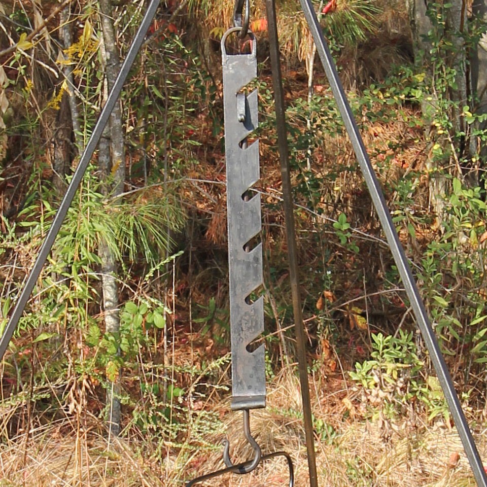 Medieval Adjustable Hand Forged Iron Cauldron S-Hook -Campfire Cooking ...