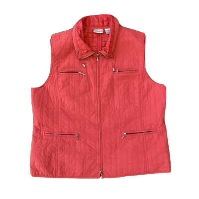 Chico's Women’s Red Sleeveless Vest With 4 Zipper Pockets Zip Up Size 2 ...