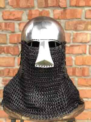 Knight Nasal Helmet Chain Mail 16 Gage Steel Armor Helmet ALFA031 | eBay