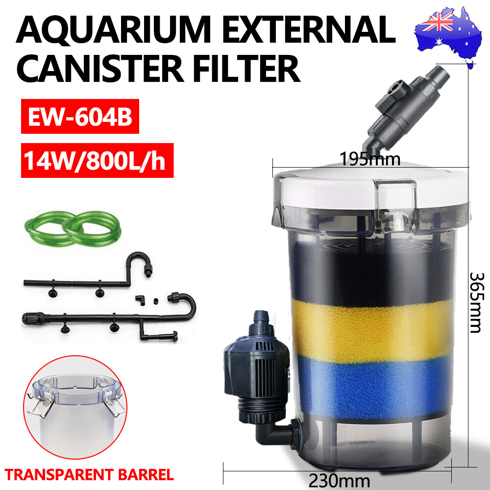 Aquarium External Canister Filter Aqua Fish Water Tank Sponge Pond 800L ...